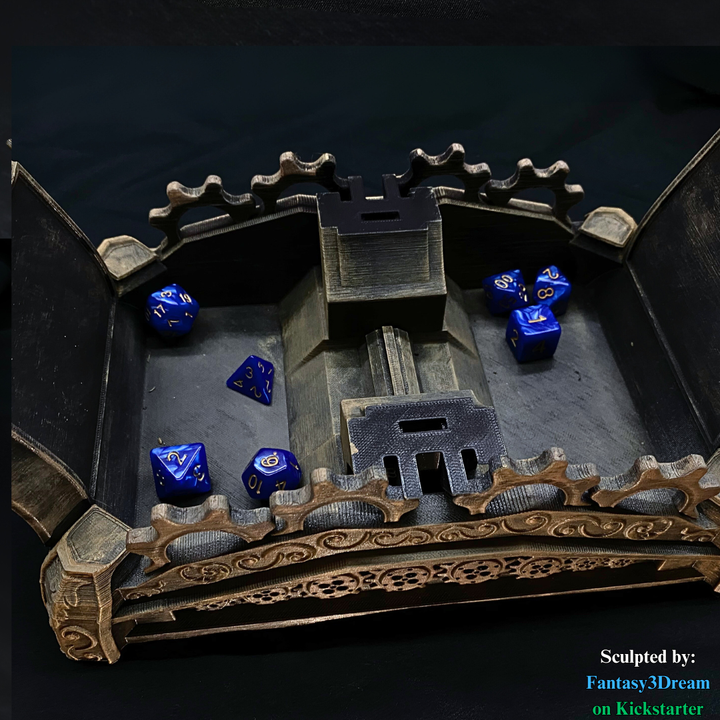 3D Printable Steampunk Hourglass Modular Dice Tower [Merchant L/T] by 3DprintingUK